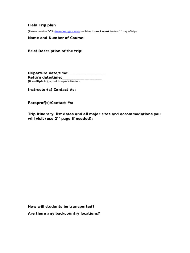 Field Trip Request Invitation Doc Template | pdfFiller