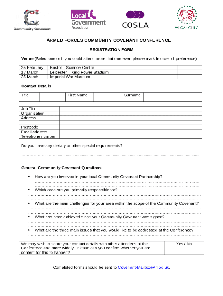 Armed Forces Covenant ConferenceRegistration Doc Template | pdfFiller