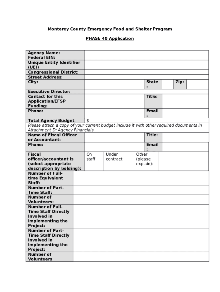 Emergency Food and Shelter Grants Doc Template | pdfFiller