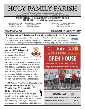 Fillable Online HOLY FAMILY PARISH. PARISH OFFICE: 201 CLARK STREET ...