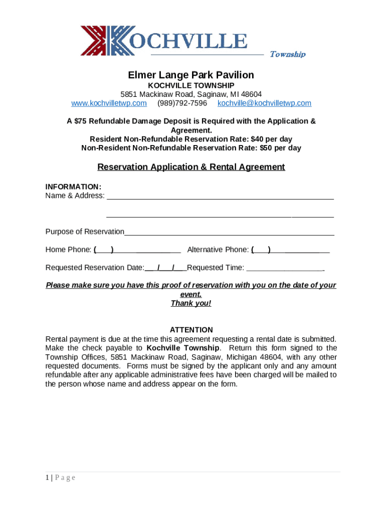 Elmer Lange Park Pavilion Agreement (W0076768.DOC;1) Doc Template | pdfFiller