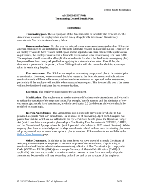 amendment for terminating defined benefit plan Doc Template | pdfFiller