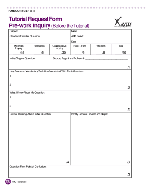 Fillable Online Tutorial Request Form - mrlucero.com Fax Email Print - pdfFiller