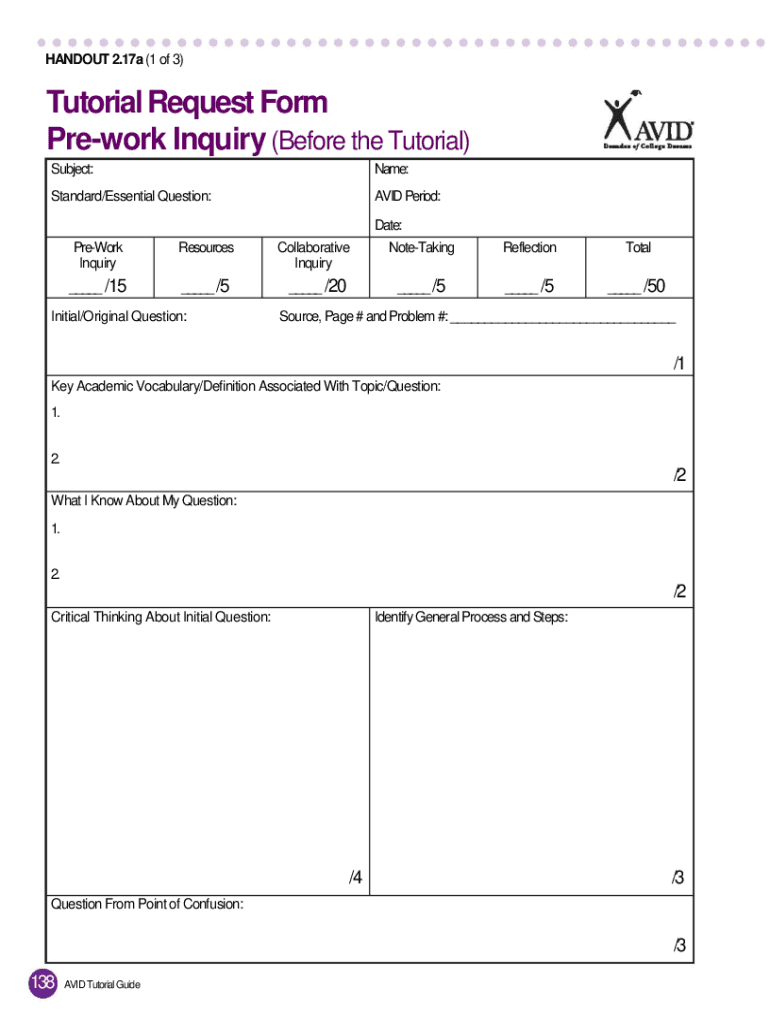 Fillable Online Tutorial Request Form - mrlucero.com Fax Email Print ...