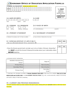 Chungnam Office of Education Application Doc Template | pdfFiller