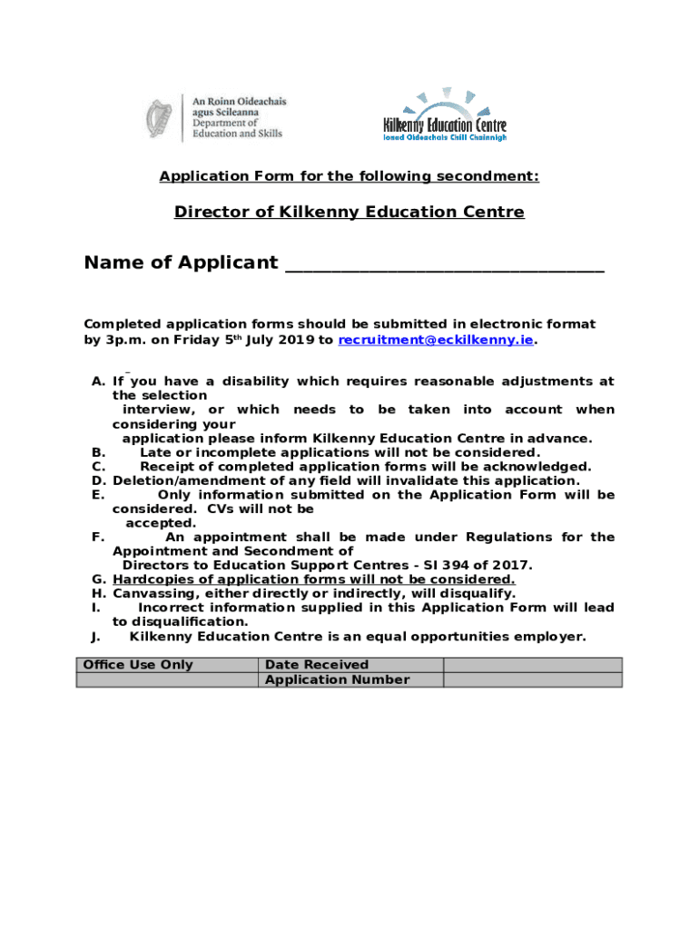 Application for the following secondment Doc Template | pdfFiller