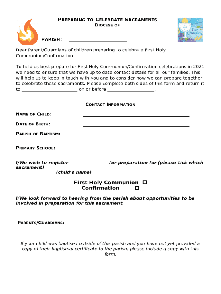 Sacrament PreparationSt. Francis Parish Doc Template | pdfFiller