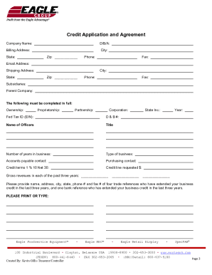Fillable Online Credit Application and Agreement - Eagle Group Fax Email Print - pdfFiller