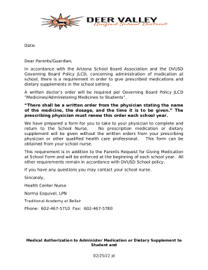 Parent Med Letter with Physician Order.docx Doc Template | pdfFiller