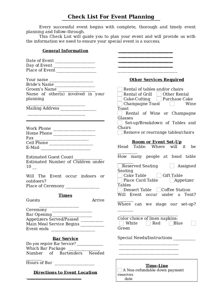 A Complete Event Planning Checklist: Plan a Successful ... Doc Template | pdfFiller