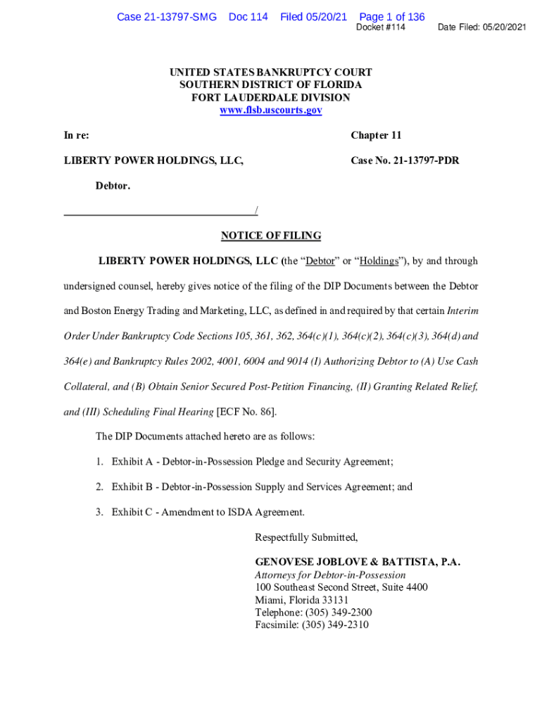 Fillable Online 3363811 Notice of Filing DIP Loan Documents.revised Fax ...