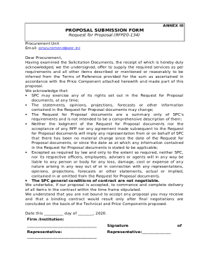 Annex III PROPOSAL SUBMISSION Doc Template | pdfFiller