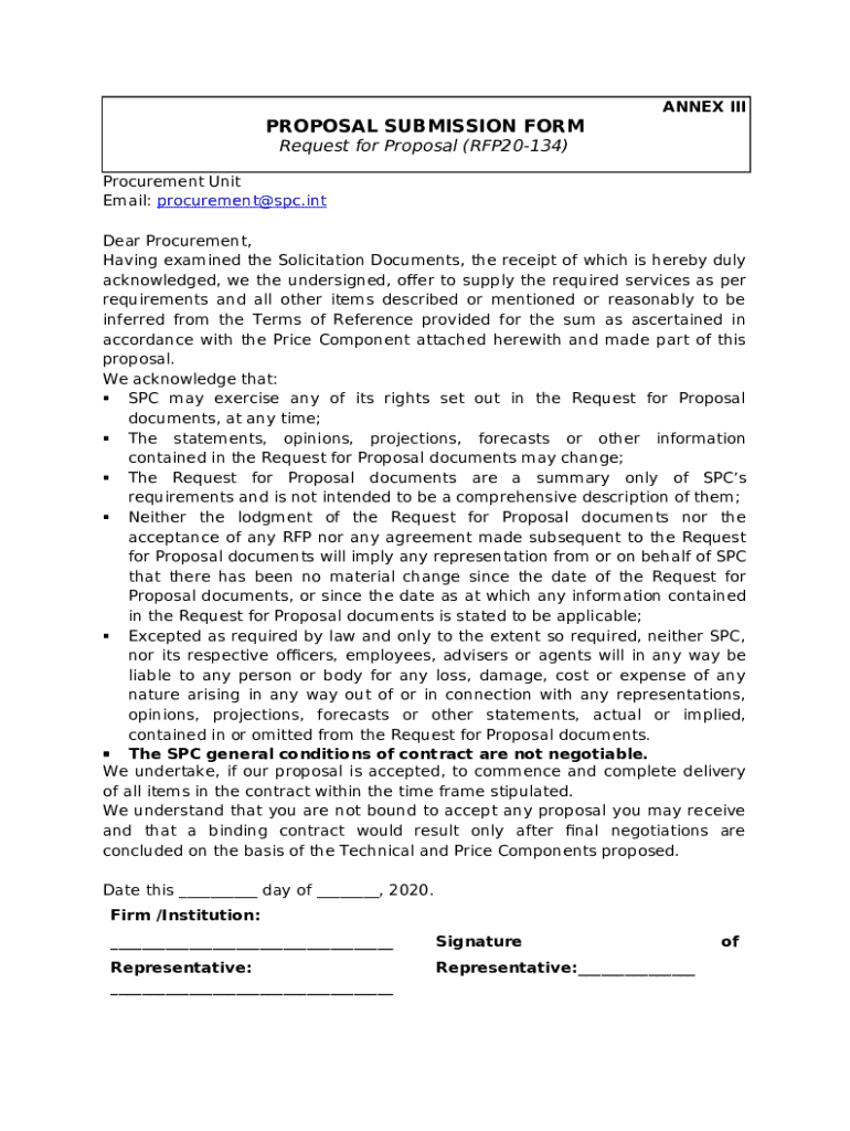 Annex III PROPOSAL SUBMISSION Doc Template | pdfFiller