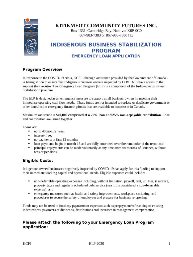 Emergency Loan Program (ELP) Doc Template | pdfFiller