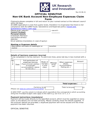 Non Employee Expenses Claim Doc Template | pdfFiller