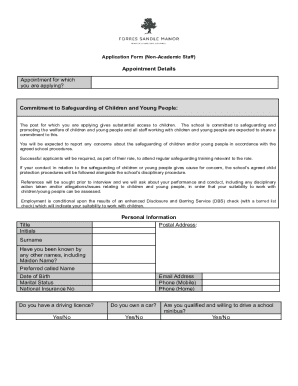 Fillable Online FSM Job Application Form - Non-Academic - Blank Fax ...