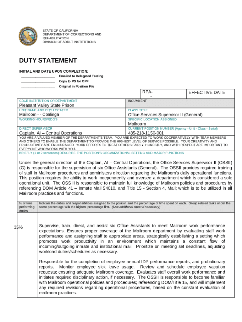 Contact CDCR - CA Dept. of Corrections and Rehabilitation Doc Template ...
