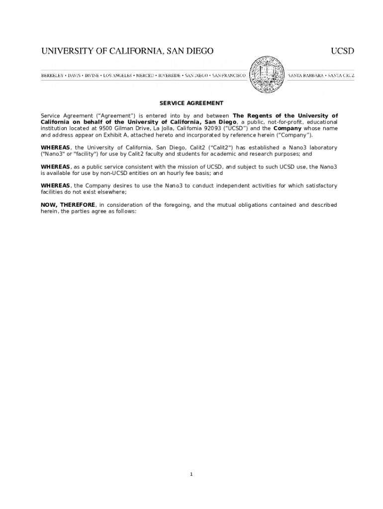 Service Agreement - Scripps Institution of Oceanography - nano3 calit2 ...