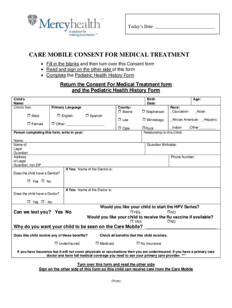 Fillable Online CARE MOBILE CONSENT FOR MEDICAL TREATMENT Fax Email ...