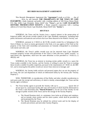 Records Management Agreement Doc Template | pdfFiller