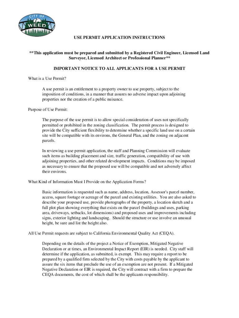 Fillable Online Use Permit Application Guide - Siskiyou County Fax Email Print - pdfFiller