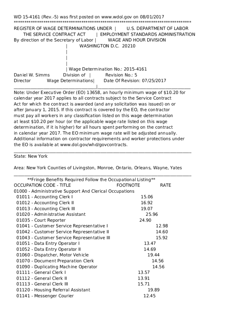 Wage Determinations Service Contract Act WD # 2017-0517 Doc Template ...
