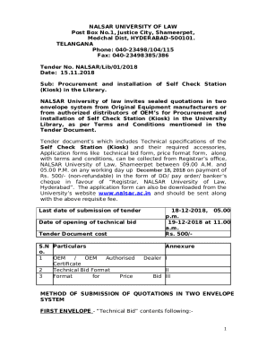 Tender document's which includes Technical specifications ... Doc Template | pdfFiller