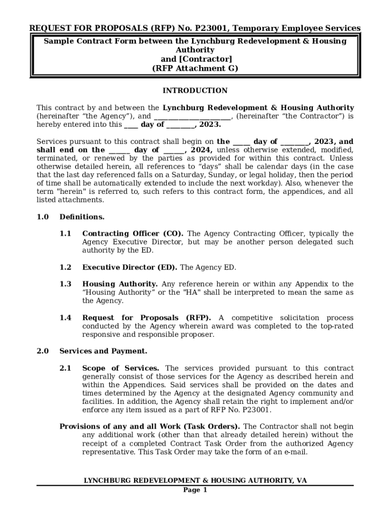 Services pursuant to this contract shall begin on the day of , 2023 ...