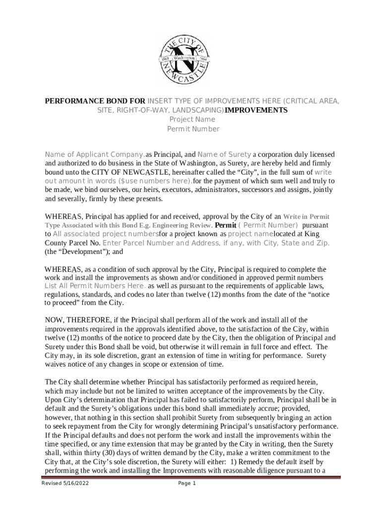 Perance Bond - Acquisitions s Doc Template | pdfFiller