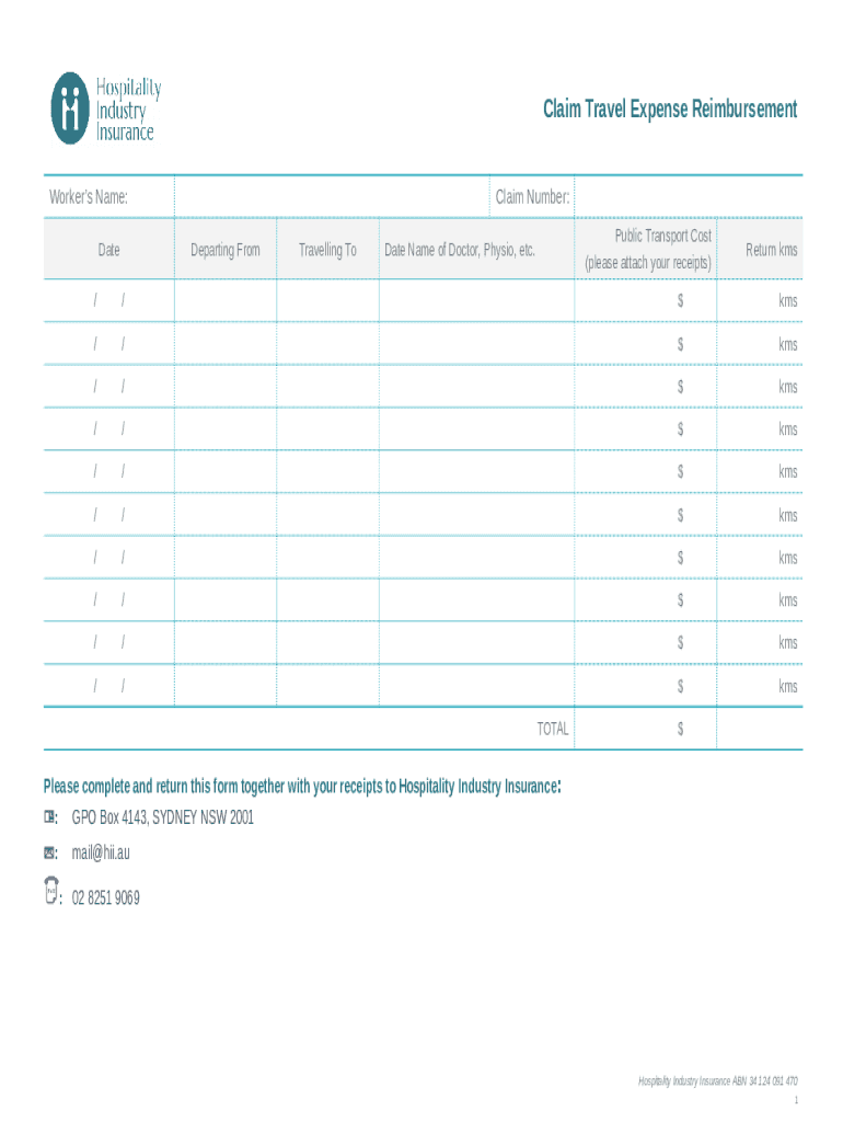 Hotel Employers Mutual - Claim Travel Expense Reimursement. HEM Doc ...