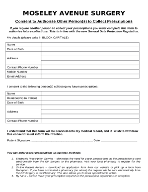 Prescription Proxy Collection Doc Template | pdfFiller