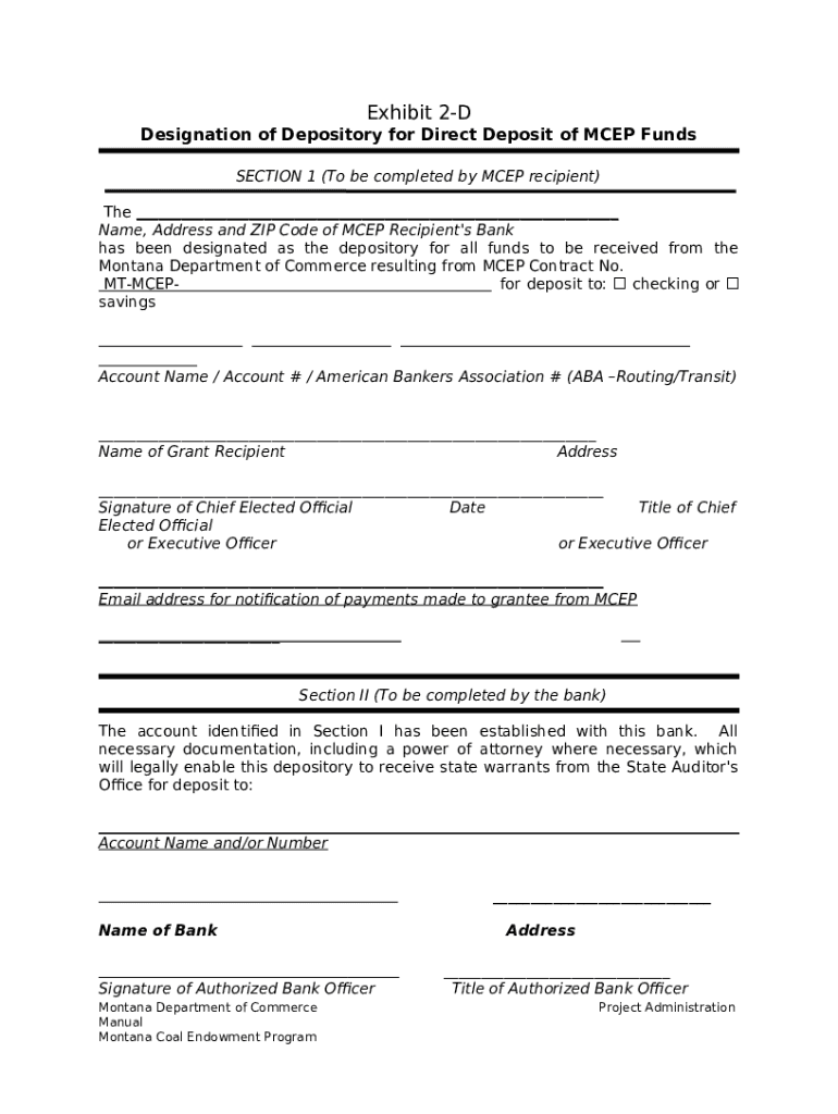 Direct Deposit Agreement ACCOUNT 1 - comdev mt Doc Template | pdfFiller
