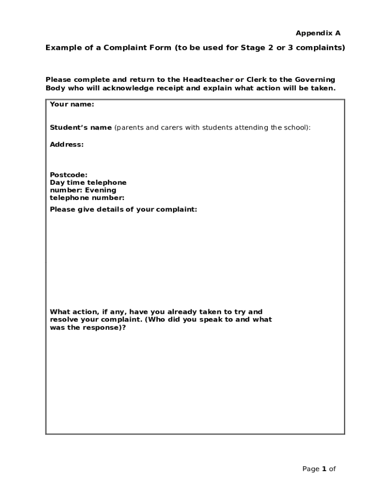 Example of a Complaint (to be used for Stage 2 or 3 ... Doc Template ...