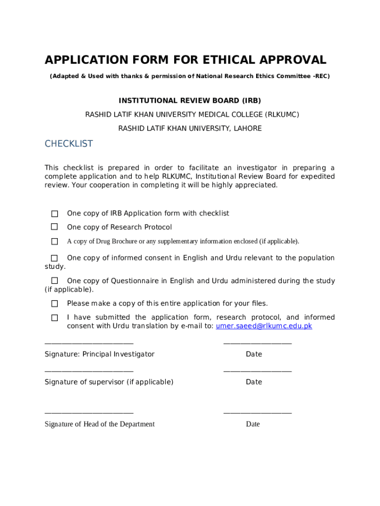 IRB Application - RLKUMC Doc Template | pdfFiller