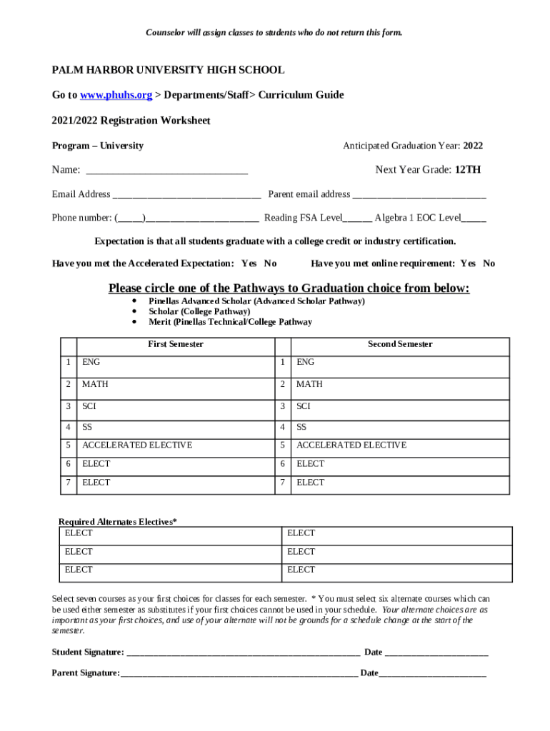 Palm Harbor University High - School Doc Template | pdfFiller