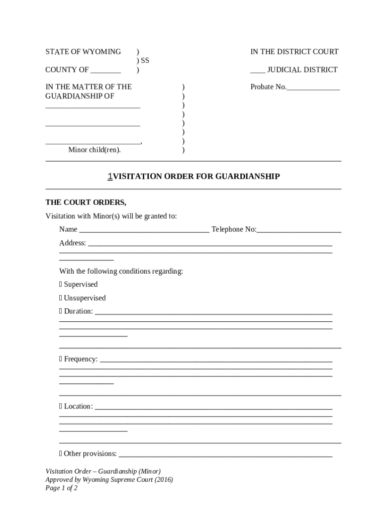 visitation order for guardianship Doc Template | pdfFiller