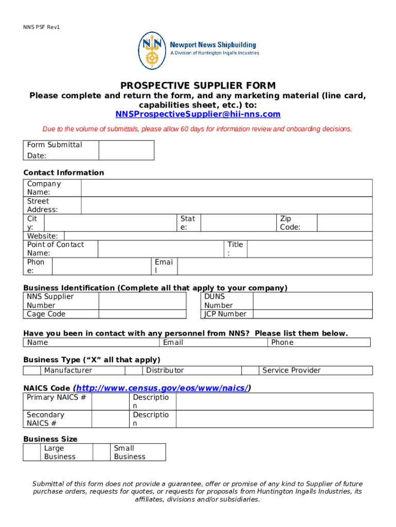 - NNS Suppliers Doc Template | pdfFiller