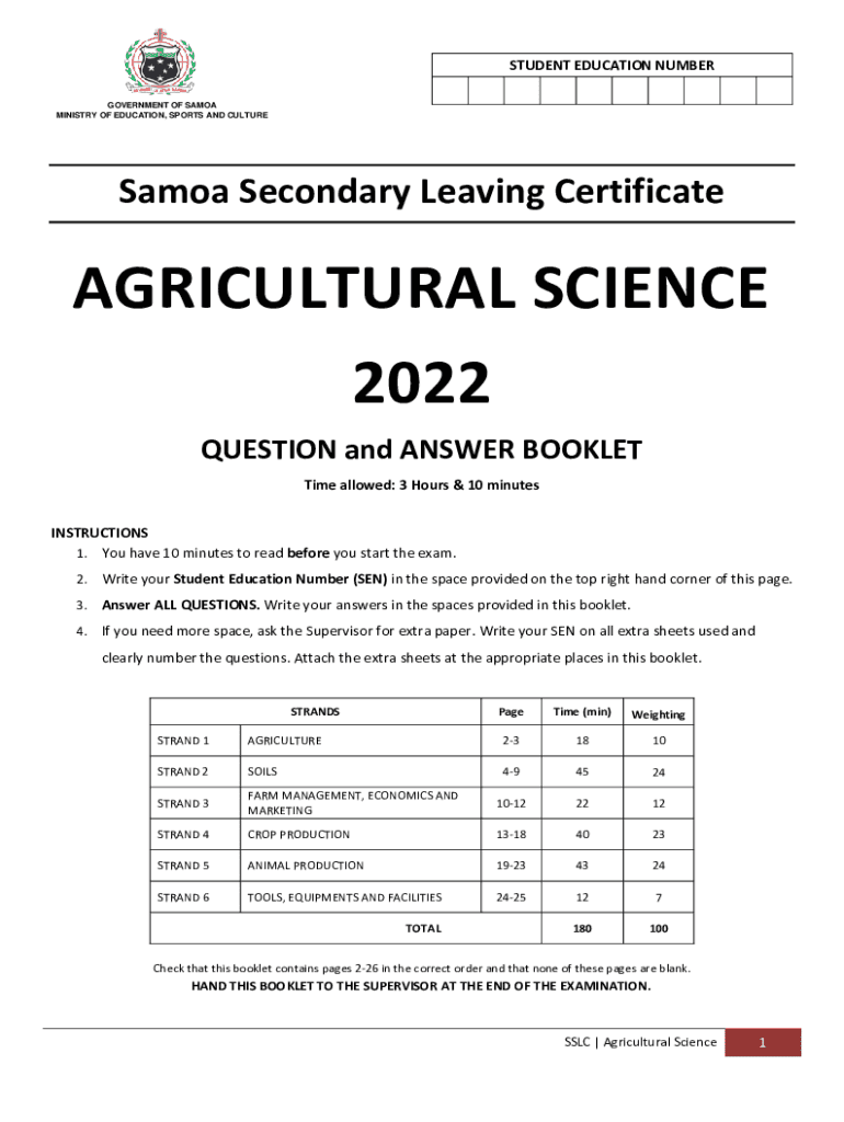 Fillable Online Write your Student Education Number (SEN) in the space ...
