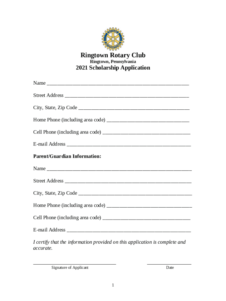 Ringtown Rotary Club Doc Template | pdfFiller