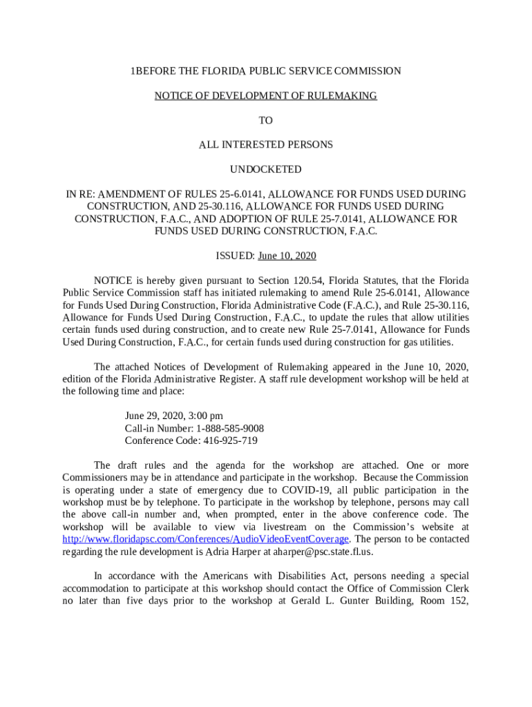 25-6.0141 : Allowance for Funds Used During Construction Doc Template ...