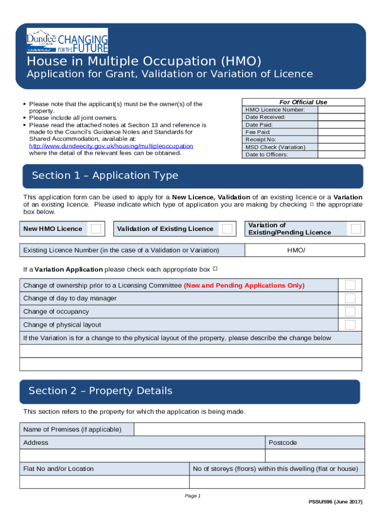 HMO - Application for Grant, Validation or Variation of ... Doc Template | pdfFiller