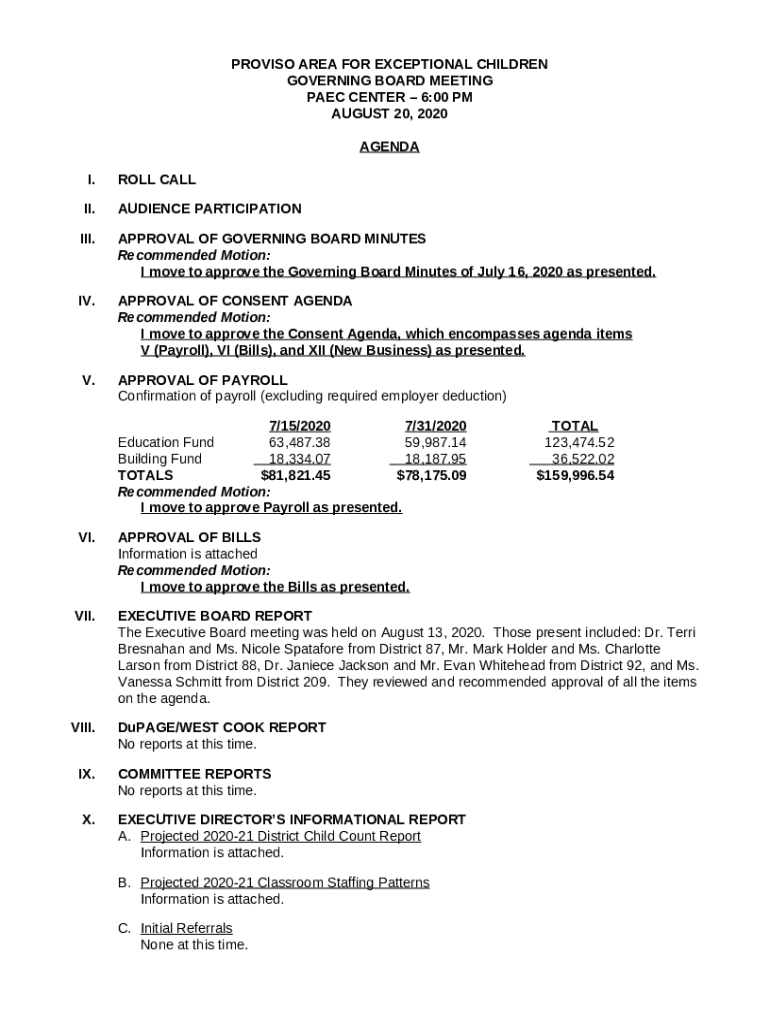 proviso area for exceptional children governing board ... Doc Template ...