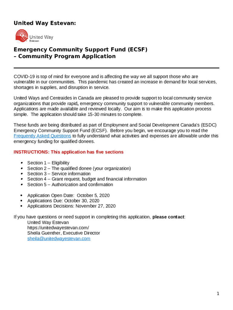 Emergency Community Support Fund: investment update Doc Template ...