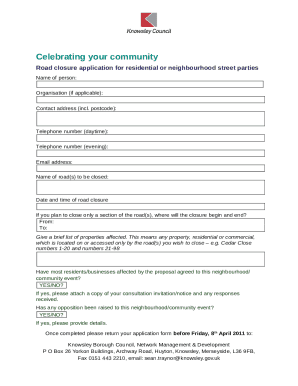 SOLUTION: Street party application Doc Template | pdfFiller