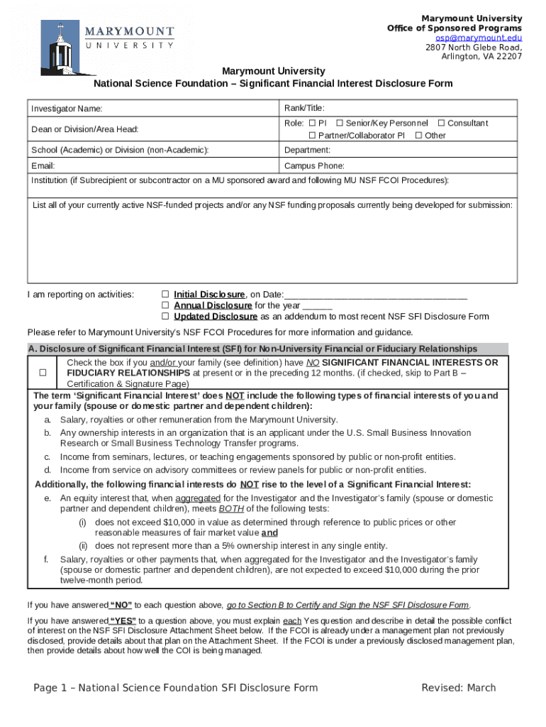 FINANCIAL INTEREST DISCLOSURE FOR PHS-FUNDED ... Doc Template | pdfFiller