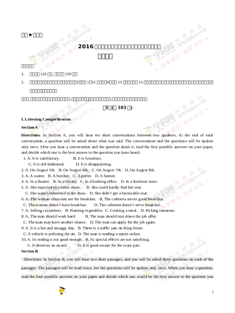 TOEFL iBT Listening Practice Questions Doc Template | pdfFiller