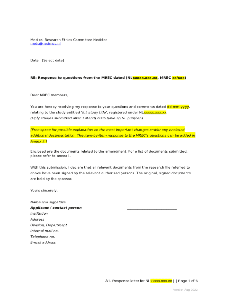 Table: Decision aid MREC NedMec review fees excluding VAT Doc Template ...
