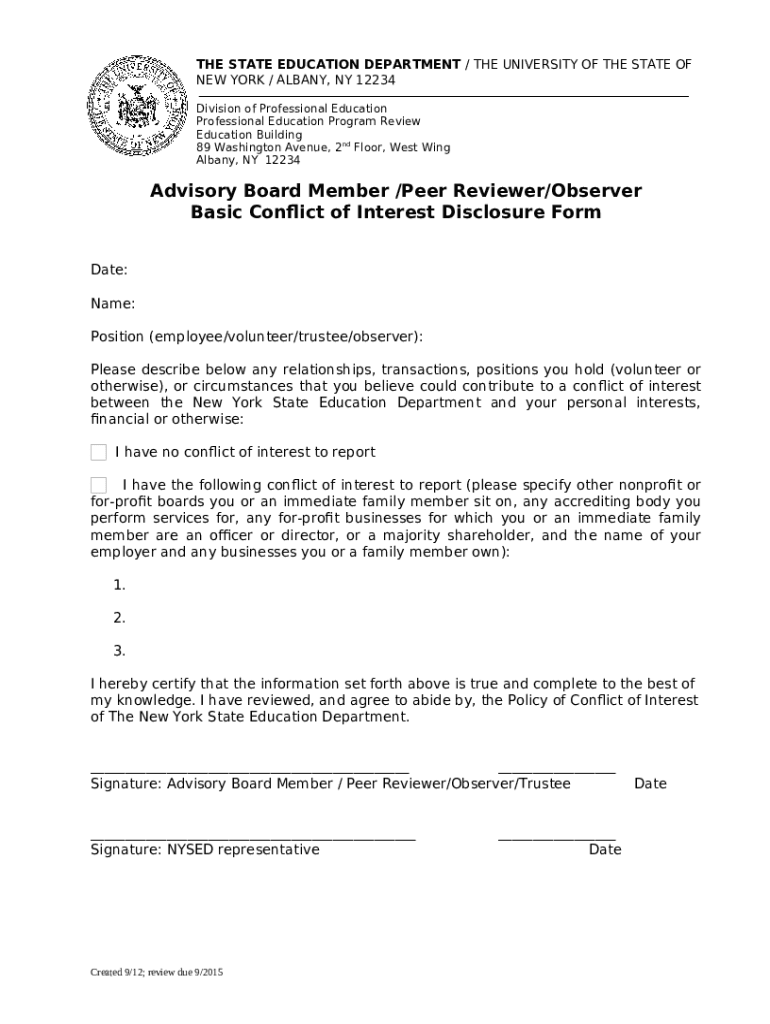 Disclosure 1 Part IConflicts of Interest Name Doc Template | pdfFiller