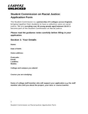 Student Commission on Racial Justice: Application Doc Template | pdfFiller