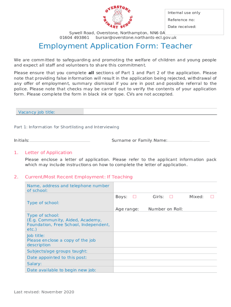 Teacher required for January 2024 or as soon as possible ... Doc ...